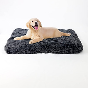 FANLINPT Dog Bed Mat Soft Crate Pad Machine Washable Anti-Slip Mattress for Large Medium Small Dogs and Cats Kennel Pad (Small, Black)