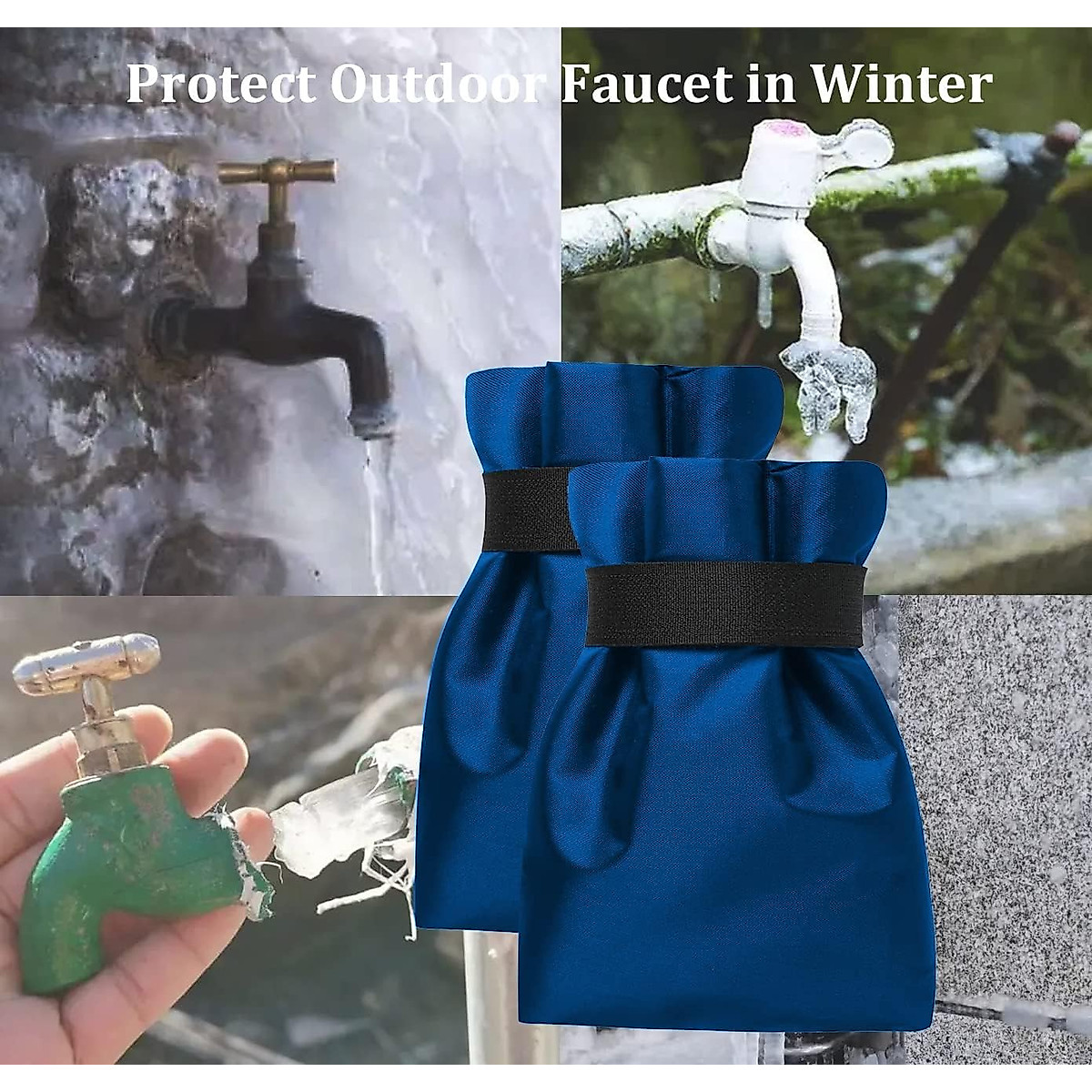 POROLIR Outdoor Faucet Covers for Winter Freeze Protection, Upgraded Thicken 8.5" H x 6.1" W Outside Garden Faucet Socks for Winter Waterproof Reusable Insulated Spigot Hose Bibs Cover, 3 Pack Black