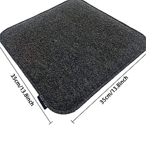 YUPPIE TONE 2 Pack Felt Chair Pads Square Memory Foam Seat Cushions for Dining Kitchen, Office, Lounge - 35 x 35 cm Dark Gray