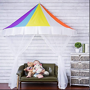 VOSAREA Rainbow Bed Canopy Half-Round Dome Reading Corner Tent Decorative Mosquito Net for Toddlers -1.2m