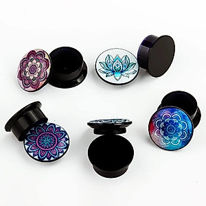 KUBOOZ(5 Pairs Lotus Acrylic Ear Plugs Tunnels Gauges Stretcher Piercings