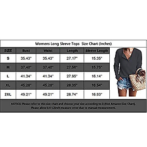 Glanzition Tops for Women Long Sleeve Casual V Neck Plain Loose Fit Sweaters Grey L