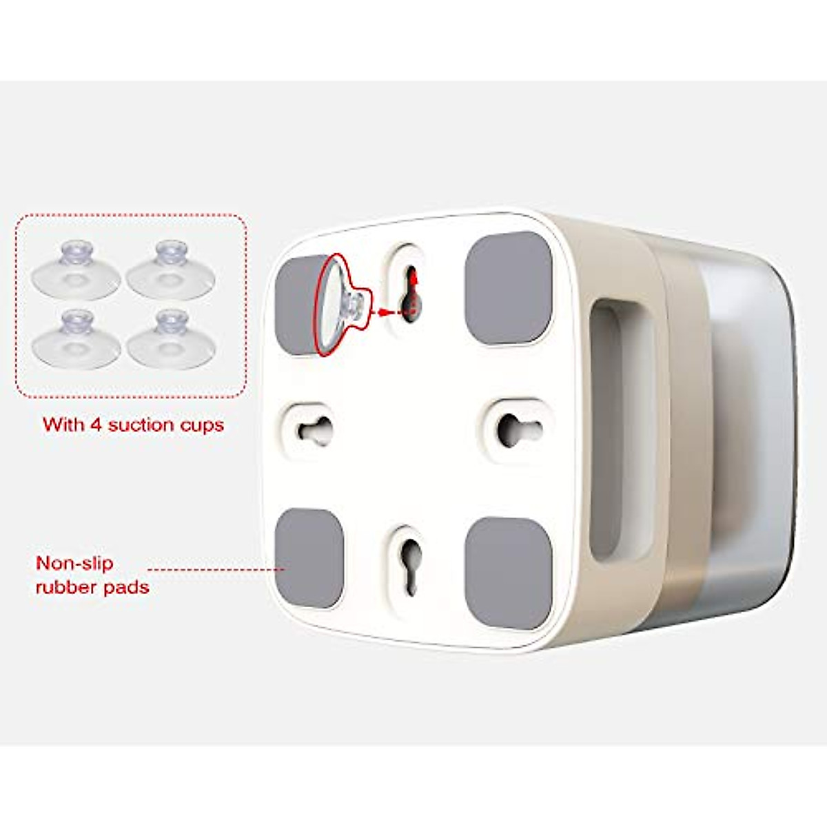 Pet Instant Non-Electric Automatic Dog Fun Food Catapult Dispenser, Square Transparent Visible Granary Slow Feeder for Pets, with Anti-Slip Rubber Pad for Cats Dogs Toys White