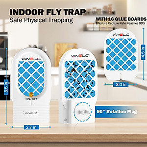 Flying Insect Trap, VANELC 2 Pack Indoor Fly Trap Bug Catcher for Fruit Flies, Gnats, Moths, Houseflies and Mosquitoes, Bug Light Plug-in Insect Mosquito Killer - Odorless and Mess Free (2 Device)