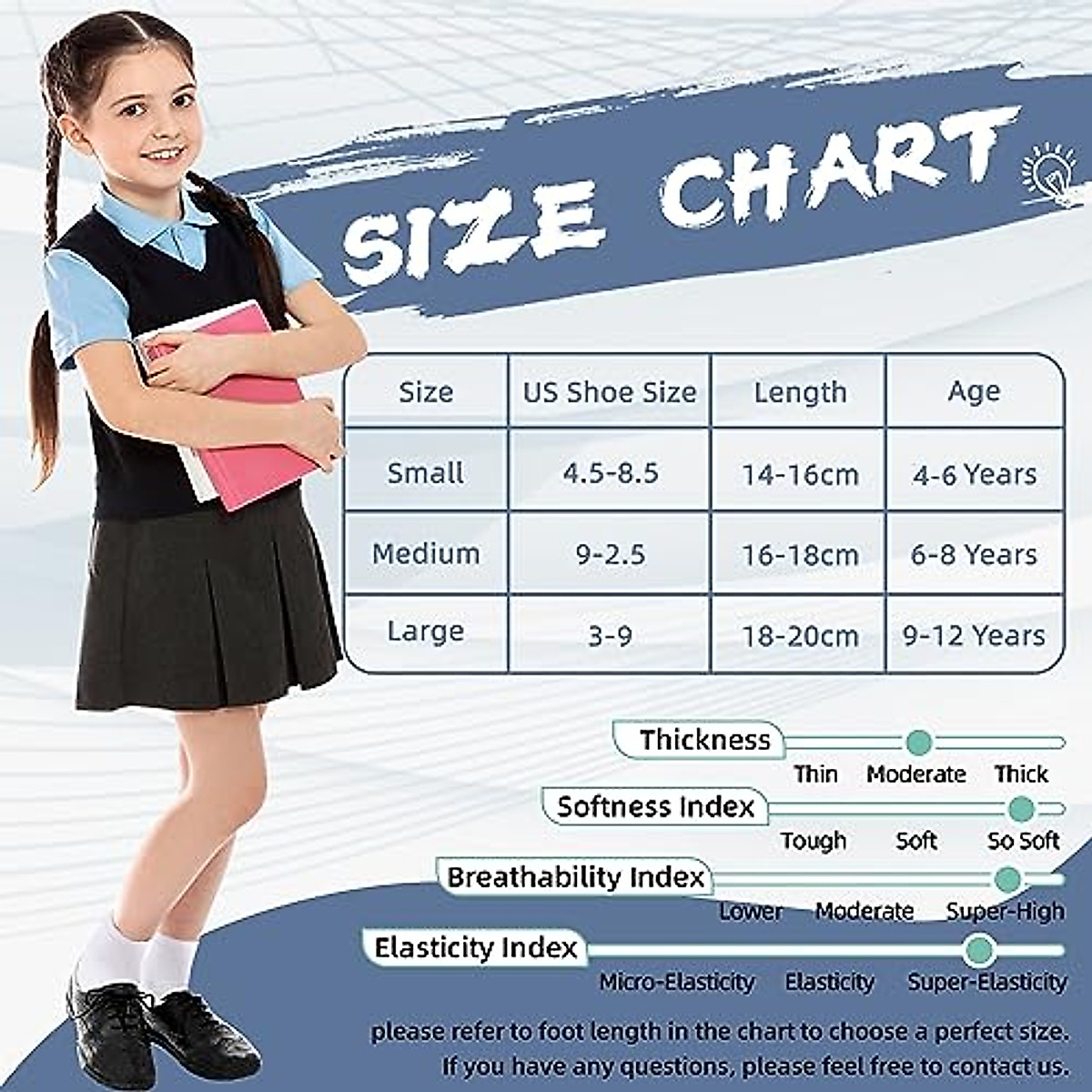 Kids Girls Boys Classics Athletic Cotton Soft Breathable School Uniform Seamless Crew Socks (10 Pairs White, 9-12 Years)