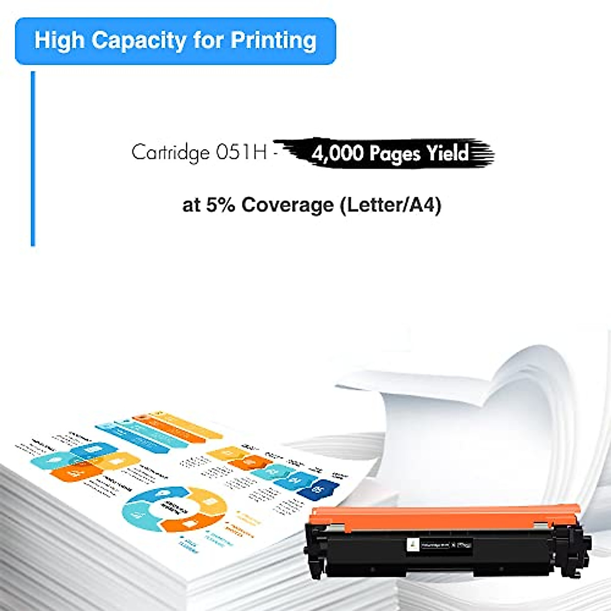 TRUE IMAGE Compatible Toner Cartridge Replacement for Canon 051H 051 MF267dw Toner imageCLASS MF264dw MF269dw MF267dw MF266dn MF263dn LBP161dn LBP162dw LBP1692dwkg Ink Printer(Black, 4-Pack)