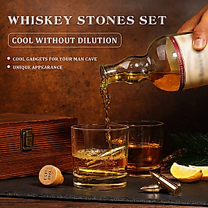 Gifts for Men Dad, Whiskey Gifts for Him, Metal Whiskey Stones, Unique Birthday Ideas for Him Boyfriend Husband Grandpa Brother Presents Cool Gadgets Anniversary Retirement
