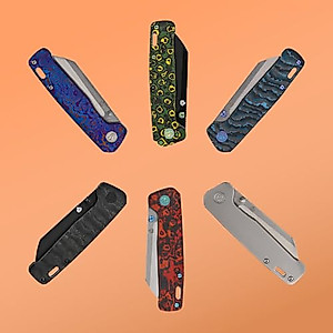 QSP Penguin Titanium Framelock EDC Pocket Knife, Marbled Carbon Fiber Handle, S35VN Steel, Kaviso Exclusive (Black)