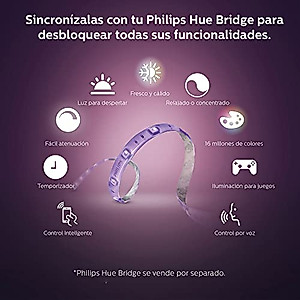 Philips Hue Lightstrip Starter Kit + Extension (1 Hue Hub, 9ft lightstrip, Power Plug), Sync with Music, Compatible with Alexa, Apple HomeKit, Google Assistant