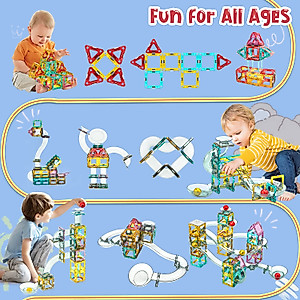 Magnetic Tiles Building Blocks for Kids, Marble Run Race Track Magnet Building Toys Educational Stem Toys for Age 3 4 5 6 7 8+ Year Old Girls Boys Birthday Gift Yellow (Standard Edition 74PCS)