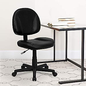 Flash Furniture Ronald Mid-Back Black LeatherSoft Swivel Ergonomic Task Office Chair with Back Depth Adjustment