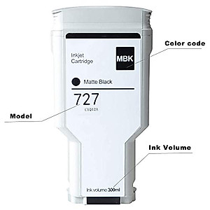 KSUMEI Matte Black Ink Cartridge 300ml Compatible for HP 727 Dye Ink for HP DesignJet T920 T930 T1500 T1530 T2500 T2530