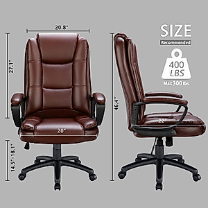 OFIKA Office Chair Computer Desk Chair Gaming - Ergonomic High Back Cushion Lumbar Support with Wheels Comfortable Black Leather Racing Seat Adjustable Swivel Rolling Home Executive (Brown)