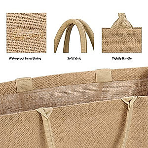 Tapleap Burlap Bags with Handles, Beach Totes, Extra Large Jute Tote Shopping Grocery Bags, Wrapping Gifts (6 Pcs) 17.7”x13.8”x7” – Reusable and Durable for DIY and Crafts