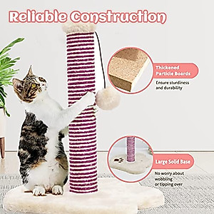 ABclown Cat Scratching Post Cat Tree Small Cat Tower with Natural Sisal Pole and Carpet Covered Heavy Base, Cat Claw Scratcher for Indoor Small Cats, Kitten Climbing Pole for Play Rest