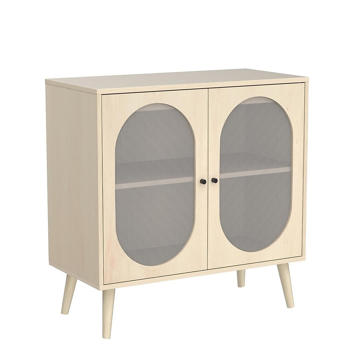 PHOYAL Sideboard Buffet Cabinet, Modern Sideboard Cabinet Accent Storage Cabinet with 2 Doors and Adjustable Shelves Storage Cabinet for Kitchen, Living Room, Hallway, Natural X 2