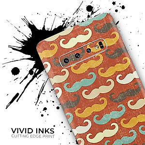 DesignSkinz Vintage Dark Red Mustache Pattern Protective Vinyl Decal Wrap Skin Cover Compatible with The Samsung Galaxy S20 (Screen Trim & Back Glass Skin)