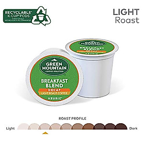 Green Mountain Coffee Roasters Decaf Breakfast Blend, Single-Serve Keurig K-Cup Pods, Light Roast Coffee, 32 Count (Pack of 2)