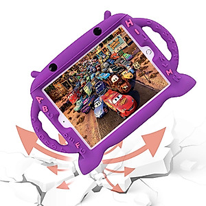 CHIN FAI iPad 10.2 2021 2020 2019 Case for Kids, iPad 9th 8th 7th Generation/iPad Air 3 10.5/ iPad Pro 10.5 Kids Friendly Shockproof Silicone Handle Stand Case (Purple)