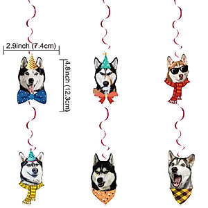 ADIANZI Siberian Husky Party Decorations Suit Funny Husky Theme Birthday Party Decorations Dogs Party Supplies Husky Birthday Party Banner Cake Topper Balloons Puppy Birthday Party Supplies
