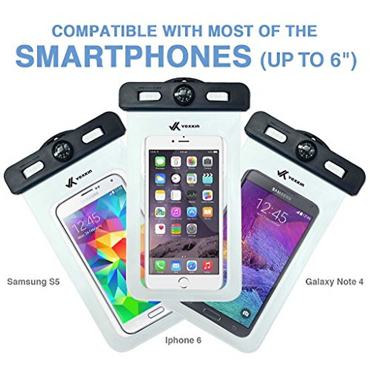 Voxkin ★ Premium Quality Universal Waterproof Case Including Armband ✚ Compass ✚ Lanyard - Best Water Proof, Dustproof Bag for iPhone 12 Pro Max, 12 Mini, S21 Ultra, S20, OnePlus 8, Pixel 5