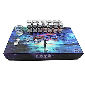 XIAOYU Glass Dip Pen Set, 18 Pieces Calligraphy Pens Set - 14 Color Inks, Pen Holder, Cleaning Cup, 2 Crystal Glass Pens for Art, Writing, Drawing, Signatures