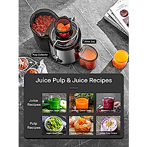 Juicer Machines, AIHEAL Juicer Vegetable and Fruit Easy to Clean, Centrifugal Juicer with 3 Speed Control, Upgraded 400W Motor, Cleaning Brush and Recipe Included