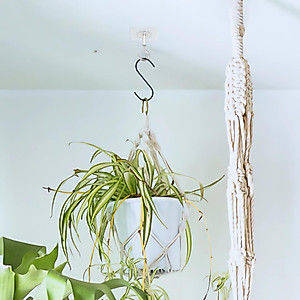 Adhesive Ceiling Hooks, 4 Pack 30lbs Super Heavy Duty Command Ceiling Hooks for Hanging Plants, Strong No Drill Outdoor Sticky Ceiling Hanger, Stick On Hooks for Lights,Wind Chimes,Lantern