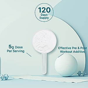 Creatine Monohydrate Powder 600 Grams (1.32lb), Unflavored | Pure | Micronized Creatine Powder, 5000mg(5g) Per Serving, 4 Month Supply, Vegan | Keto, Non-GMO, No Filler, No Additives - 120 Servings