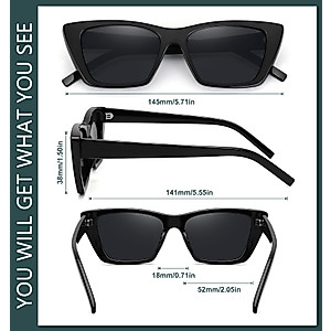 WOWSUN Narrow Small Vintage Polarized Cat Eye Sunglasses for Women