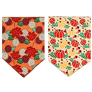 2 Pack Fall Dog Bandanas Thanksgiving Bandanas for Cat Triangle Medium Large Dog Scarf Pets Bibs