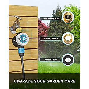 RAINPOINT WiFi Sprinkler Timer Water Timer, Brass Inlet Smart Hose Faucet Timer, Automatic Irrigation System Controller for Yard Watering, APP Control via 2.4Ghz WiFi and Bluetooth (V2, 2024 Release)