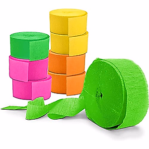 Glow King Black Light Streamers | 8 Pack of 100ft Fluorescent Rolls | Premium UV Reactive Neon Crepe Paper | Perfect for Blacklight Birthday Decorations and Events | Glow in the Dark Party Supplies