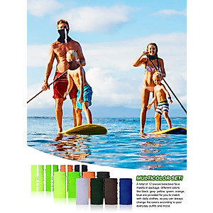 12 Pieces Balaclava Face Mask Headbands Colorful Headwear Scarf UV Protection Neck Gaiter with Reflective Tape for Women Men Outdoor Sports