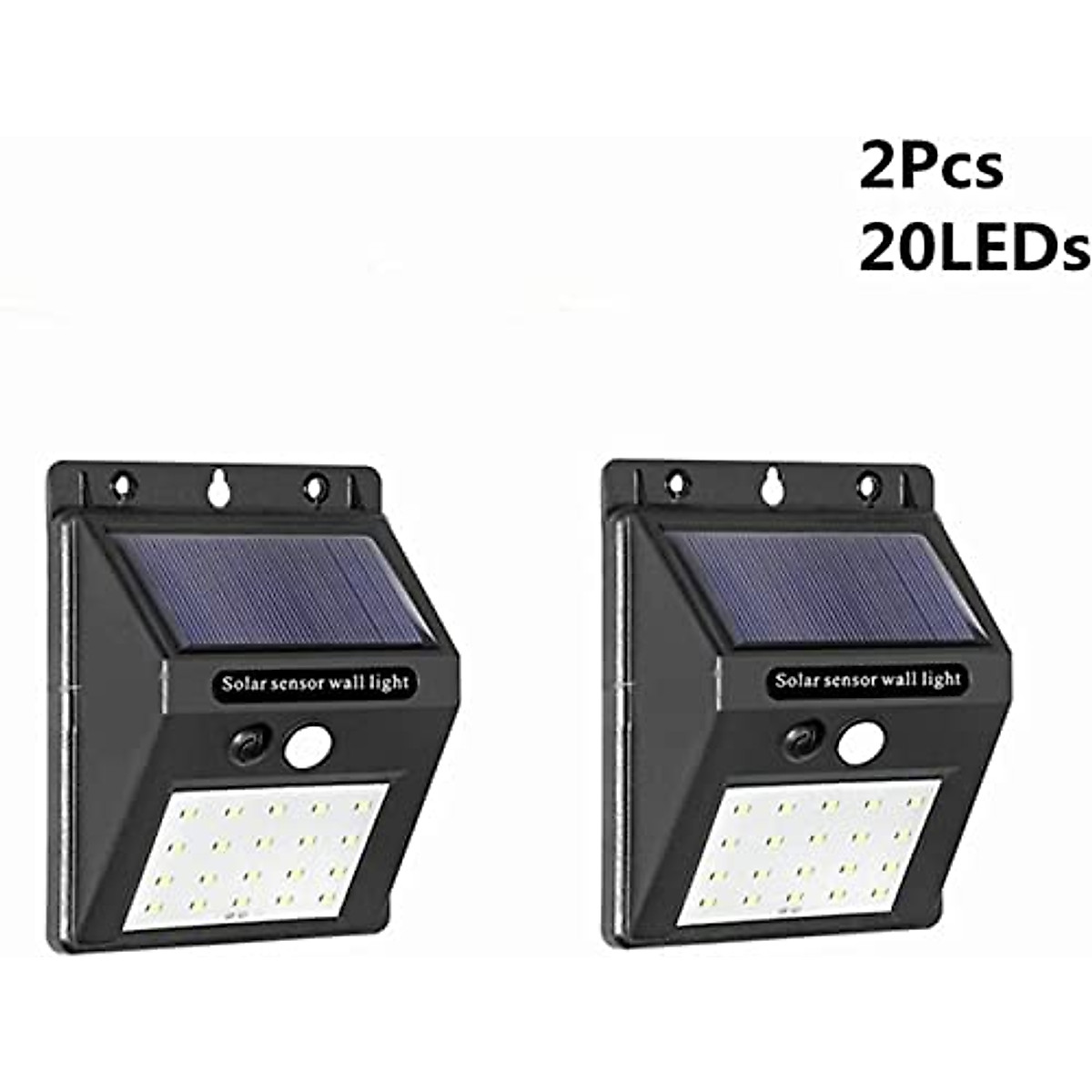 ERALP LED Outdoor Wall Light Solar Led Light Outdoor Lamp PIR Motion Sensor LED Wall Lights Sconce Waterproof Solar for Garden Street Lamp Outdoor Lighting Lamp (Size : 2Pcs 20Leds)
