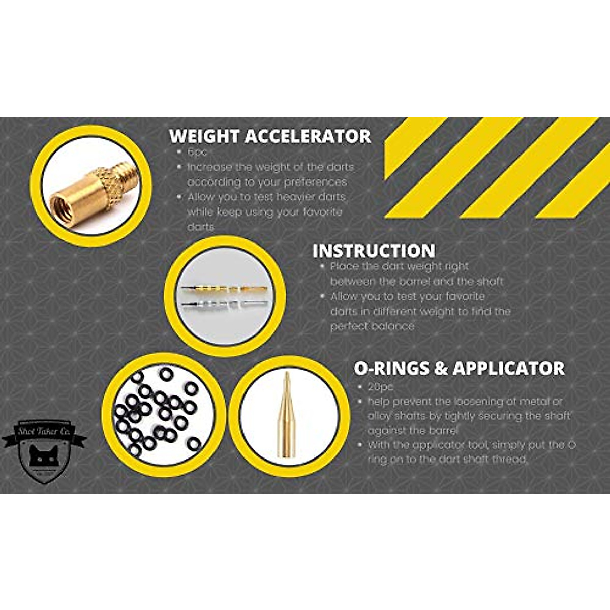 SHOT TAKER CO. EST. 2017 Deluxe Darts Tune up Kit Box | Flights, Sharpener, Shafts, O-Rings, Flight Savers, Accessories (10416-Essential)