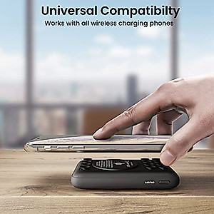 TECHSMARTER 10000mAh 18W USB-C PD Wireless Power Bank Portable Charger with Anti-Slip Suction Cups. Compatible with iPhone 15, 14, 13, 12, 11, SE, X, XR, XS, Samsung S23, S22, S21, S20, S10, S9