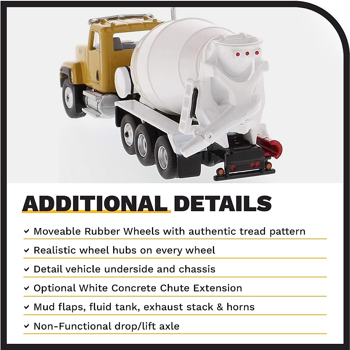 Diecast Masters 1:87 Caterpillar CT681 Concrete Mixer, HO Scale Series Cat Trucks & Construction Equipment | 1:87 Scale Model Diecast Collectible Model 85512