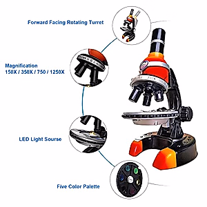 Microscope Kit for Kids 8-12,Ideal Science Experiment Toys for Boy Girl.Student Educational STEM Project,1250x Beginner Microscope,7X Magnifier Set to Child Activities.Gift Package for Age 8 9 10 11