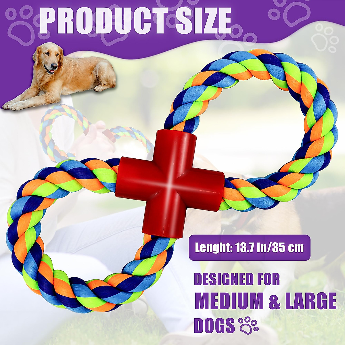 GHOBROFY Dog Rope Toys for Aggressive Chewers, Tough Dog Chew Toys for Medium Large Dog Breeds, Dog Grinding Teeth Chew Toys, Interactive Cotton Tug of War Dog Toy, Dark Color