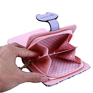 LIUCM Women Wallet Cute Tassel Cartoon Cat Printing Coin Female Card Holder Girl Purse Violet