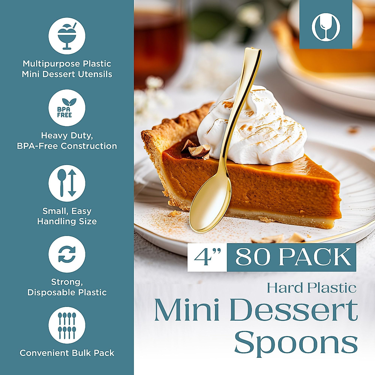 Posh Setting - Plastic Mini Spoons, Gold Mini Spoons, Gold Plastic Mini Dessert Spoons, Disposable Tiny Gold Spoons, 4 inch Mini Spoons for Appetizers, Taster Spoons, Ice Cream Spoons (36 Pack)