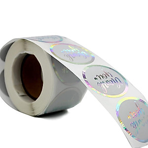 Bokinyoung Thank You Stickers Roll 500 PCS Round Rainbow Silver Foil Seal Stickers 1.5 Inch Thank You Labels for Business