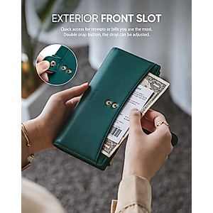 Vulkitty 𝗩𝘂𝗹𝗸𝗶𝘁𝘁𝘆 Ultra Slim Thin Leather Wallets Womens Bifold Credit Card Women's Wallets Card Cases Money Organizers for Women Ladies Female Cash Purse Wallet, Green