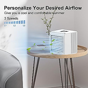 Cozzyben Mini Air Conditioner Portable Water Small USB Ac Unit Personal Evaporative Swamp Cooler Ice Fan for Desk Bedroom Room Car Camping Tent