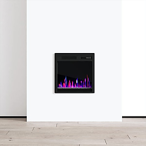 20" Electric Fireplace Wall Recessed Heater, 1500W/5100BTU (Black)