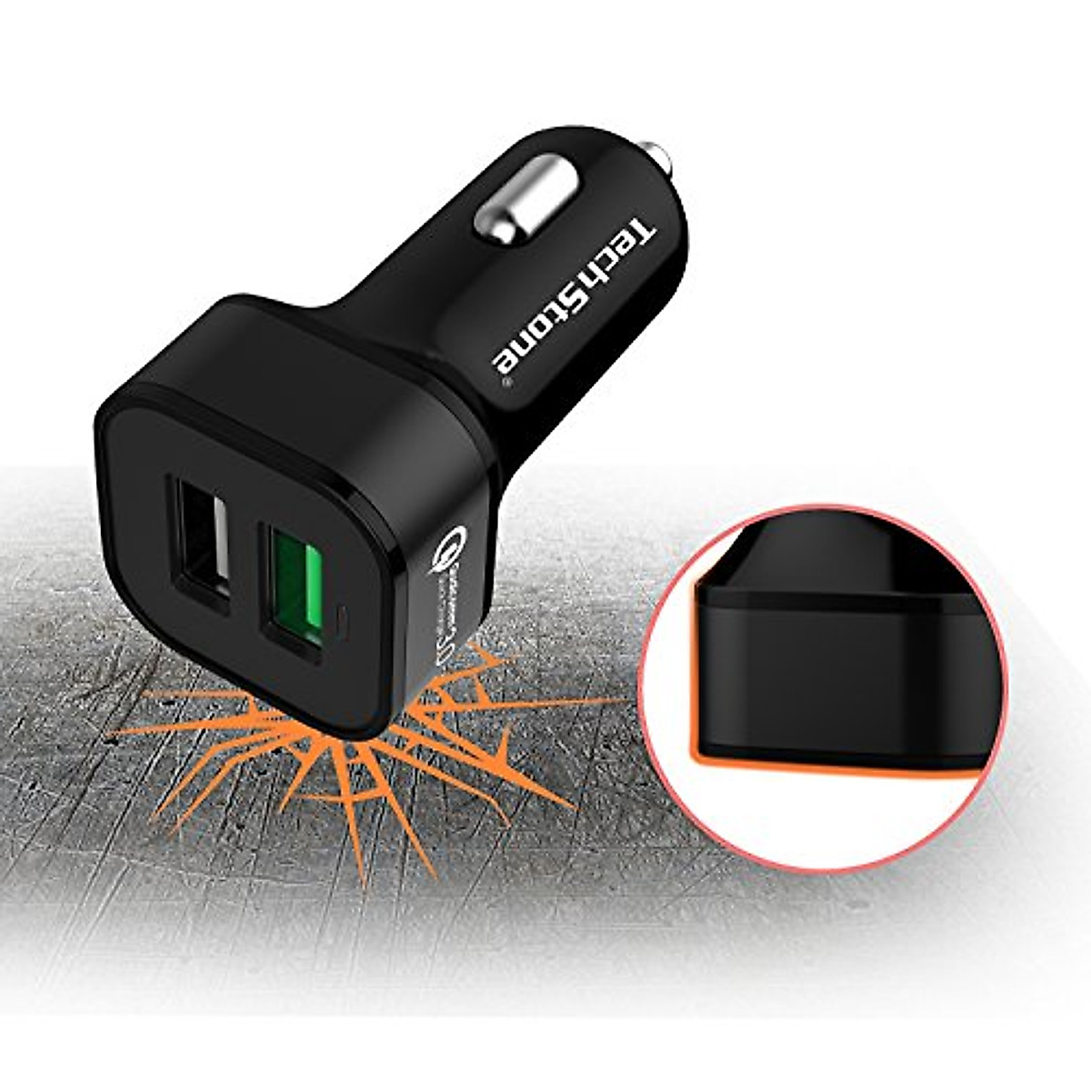 TechStone Car Charger Dual USB in Car Fast Charging Adapter Quick Charge 3.0 – Mini Phone Cigarette Lighter 12v Socket for iPhone Xs/XR/Max/7/8/Plus, Air 2/ iPad Pro/Mini, Galaxy, LG, HTC
