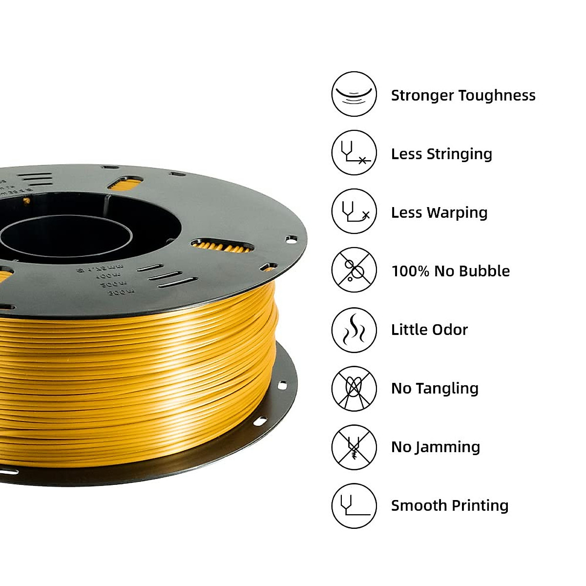 FilaBees PLA 3D Printer Filament, PLA Filament 1.75mm Dimensional Accuracy +/- 0.02 mm, 1kg Spool (2.2lbs),1.75 mm, Fit Most FDM Printer,Silk Gold