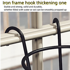 KIPAACCL Balcony Planters Railing Hanging Flower Pot Holders 2 Pack,Plant Iron Racks Fence Metal Potted Stand Mounted Balcony Round Plant Baskets Shelf Container Box for Indoor&Outdoor Use