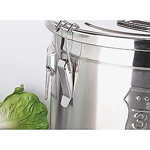 Stainless Steel Airtight Canister for Kitchen, Rice Cereal Grain Canisters Container for Household Kitchen Food Bean Flour Oil Sugar Milk Cookie Storager Bucket w/Handles+Lid (12L)